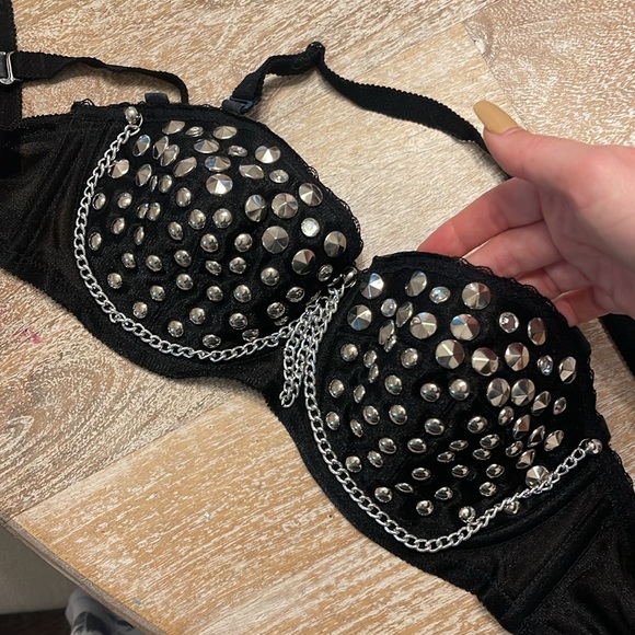 Gelmart | Intimates & Sleepwear | Vintage Gelmart Black Studded Bra ...